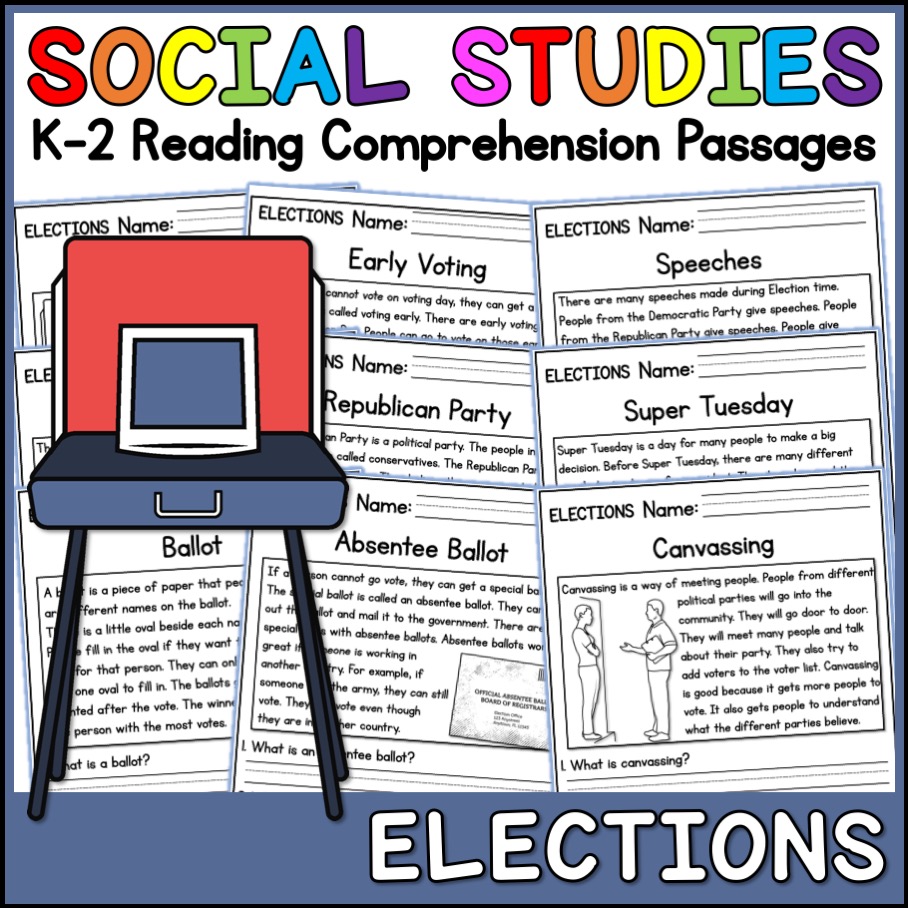 Elections Social Studies Reading Comprehension Passages K-2 - Made By ...