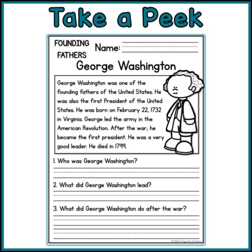 Founding Fathers Social Studies Reading Comprehension Passages K-2 - Made By Teachers