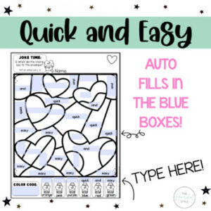 Valentine's Day Color by Number Color by Code Editable Activities ...