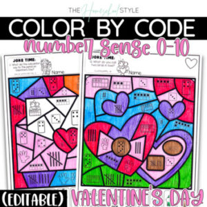 Valentine's Day Color by Number Sense Editable Activities | Made By ...