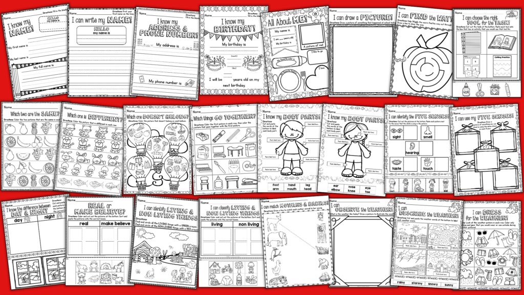 Back to School Kindergarten Pack, Print & Go, No Prep, CCSS Aligned ...
