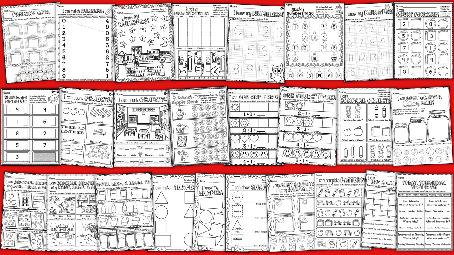 Back to School Kindergarten Pack, Print & Go, No Prep, CCSS Aligned ...