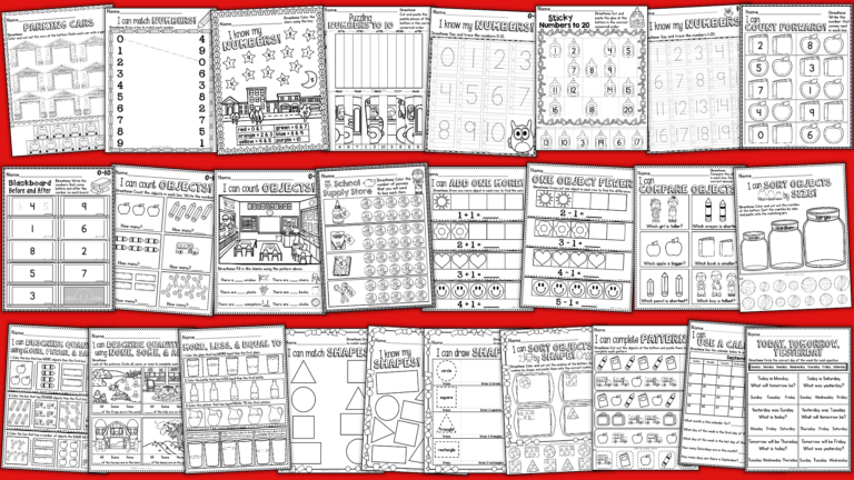 Back to School Kindergarten Pack, Print & Go, No Prep, CCSS Aligned ...