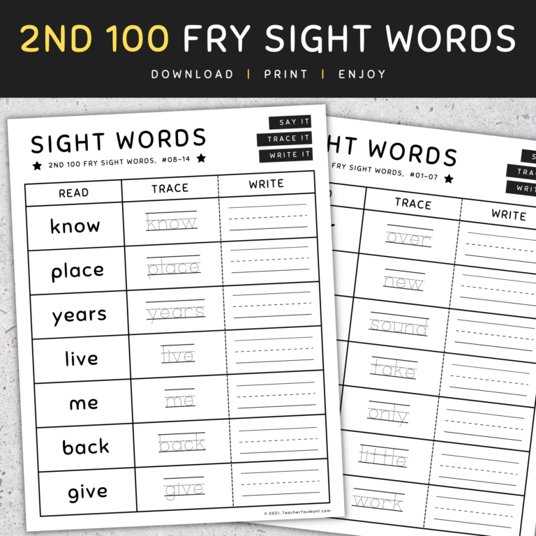 Second Grade Sight Words: 2nd Grade Sight Words Worksheets, [SET 1 ...
