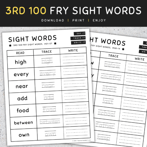 2nd 100 Fry Sight Words: Roll & Read Sight Words, Fluency Worksheets ...