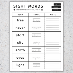 Fry Sight Words: Read, Trace, Write Worksheet, #201-300, [SET 4] | Made ...