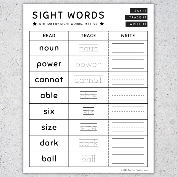 Fry Sight Words: Read, Trace, Write Worksheet, #401-500, [SET 4] | Made ...