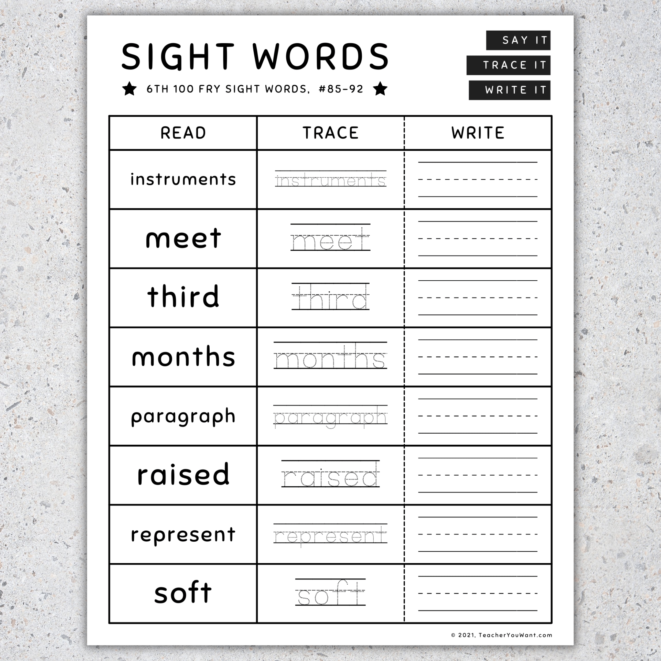 Fry Sight Words: Read, Trace, Write Worksheet, #501-600, [SET 4] | Made ...