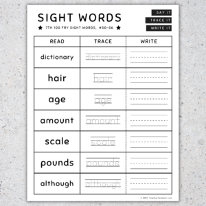 Fry Sight Words: Read, Trace, Write Worksheets, #601-700, [SET 4 ...