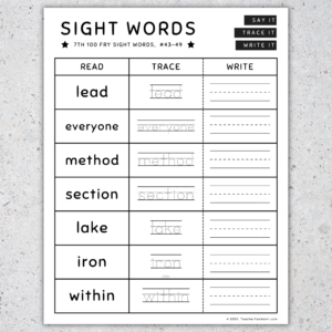Fry Sight Words: Read, Trace, Write Worksheets, #601-700, [SET 4 ...