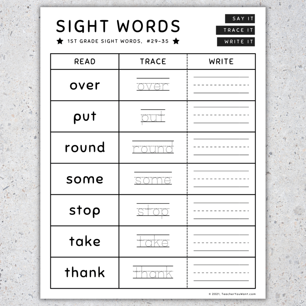 1st Grade Sight Words: Read, Trace & Write Worksheets & Activities ...