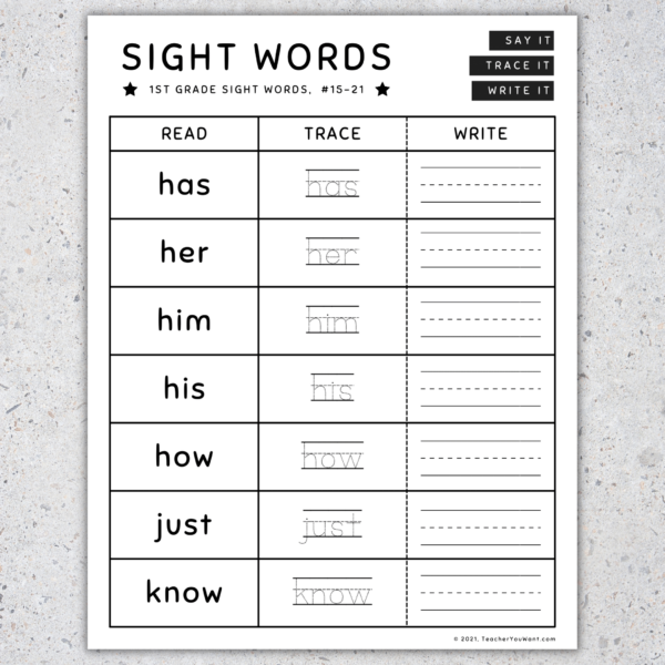 1st Grade Sight Words: Read, Trace & Write Worksheets & Activities ...