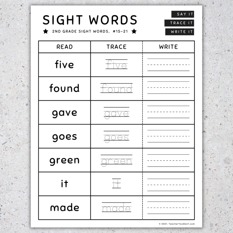 2nd Grade Sight Words: Read, Trace & Write Worksheets & Activities ...
