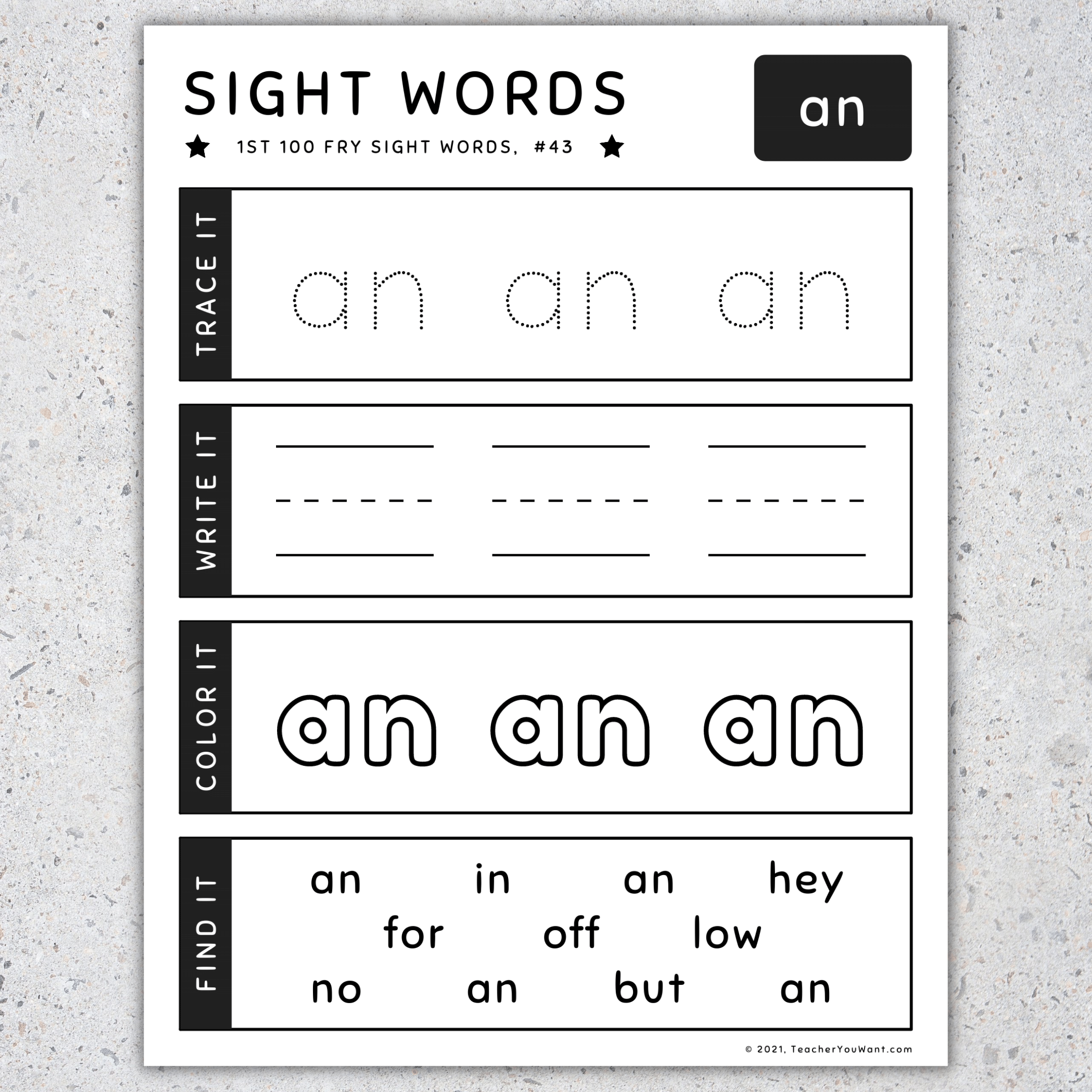 1st 100 Fry Sight Words: Trace, Write, Color, & Find It Worksheets ...