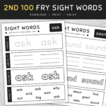 2nd 100 Fry Sight Words: Trace, Write, Color, & Find It Worksheets ...