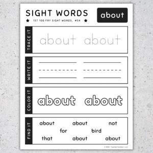 1st 100 Fry Sight Words: Trace, Write, Color, & Find It Worksheets ...