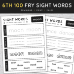6th 100 Fry Sight Words: Trace, Write, Color, & Find It Worksheets ...