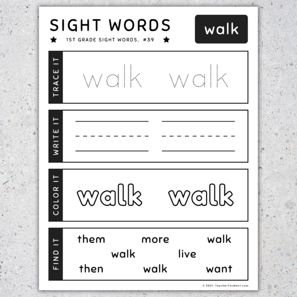 1st Grade Sight Words: Trace, Write, Color, and Find It Worksheets ...