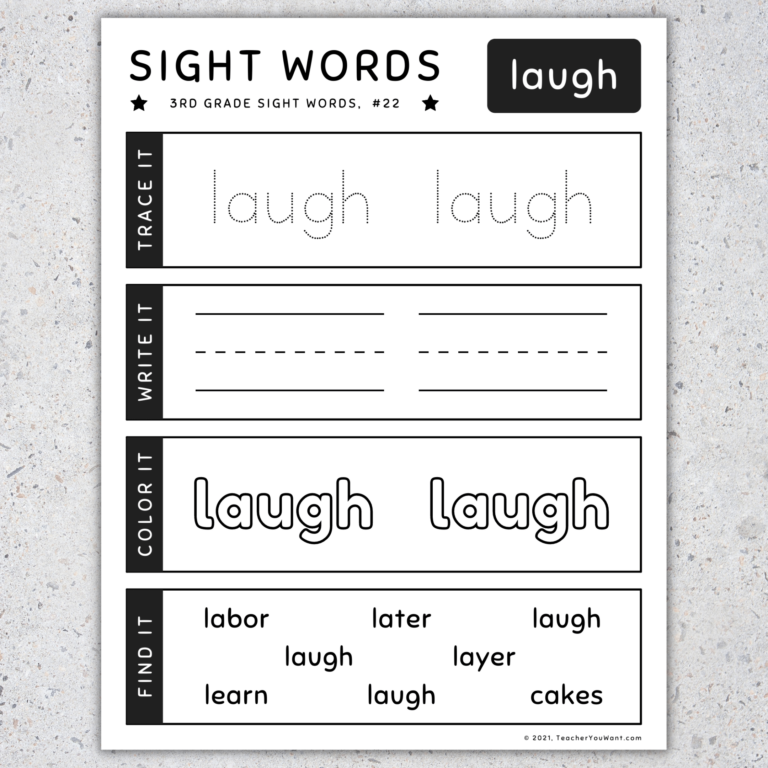 3rd Grade Sight Words: Trace, Write, Color, and Find It Worksheets ...