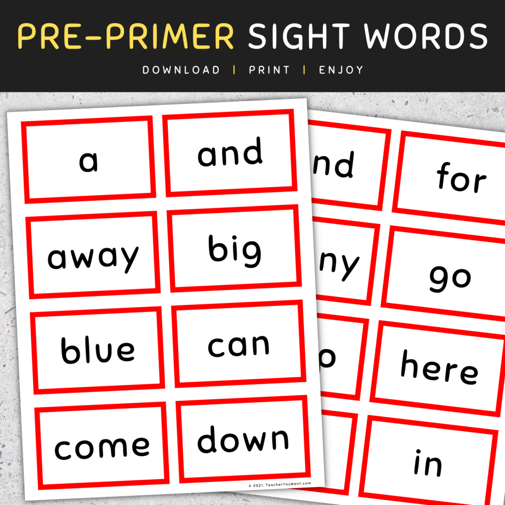 Sight Words Flashcards: Pre-Primer Sight Words | Made By Teachers
