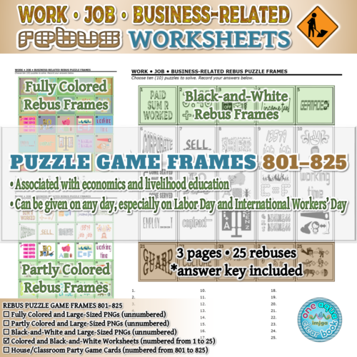 WORK • JOB • BUSINESS-RELATED Rebus Puzzle Game Frames 801–825 ...