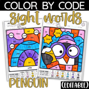 Penguin Color by Sight Word Practice Editable - Made By Teachers