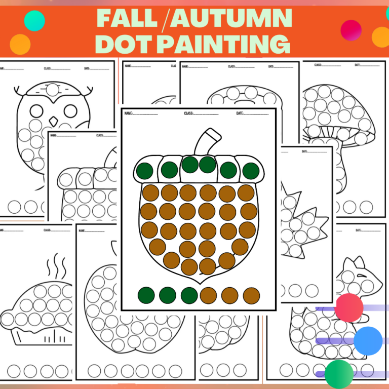 Fall/Autumn Coloring Pages Dot Markers -Bingo Daubers For Kids - Autumn ...
