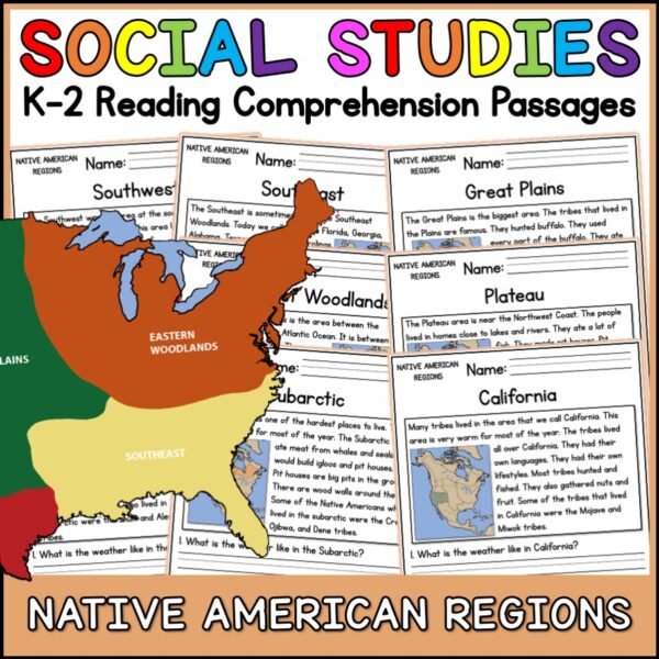 Native American Regions Social Studies Reading Comprehension Passages K ...