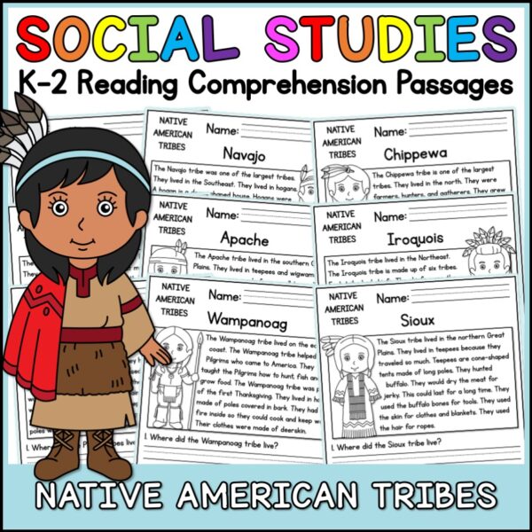 Native American Tribes Social Studies Reading Comprehension Passages K ...