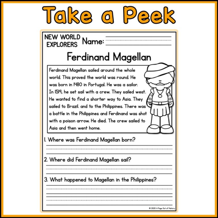 New World Explorers Social Studies Reading Comprehension Passages K-2 ...