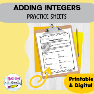 Adding Integers Practice Worksheets Printable and Digital - Made By ...