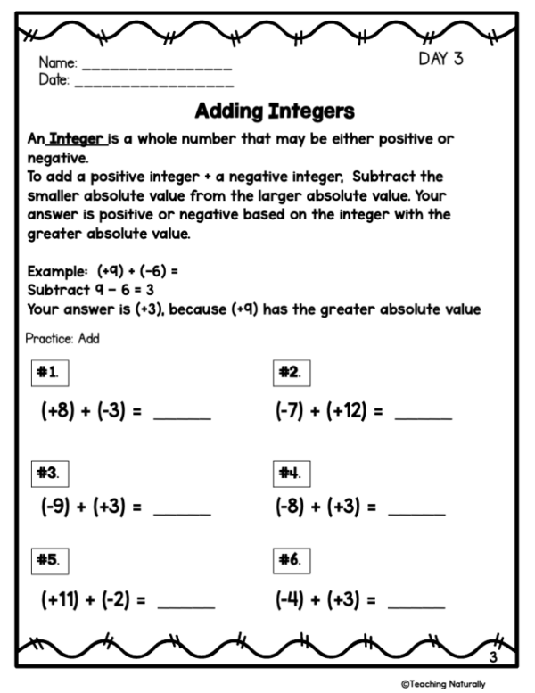 Adding Integers Practice Worksheets Printable and Digital - Made By ...