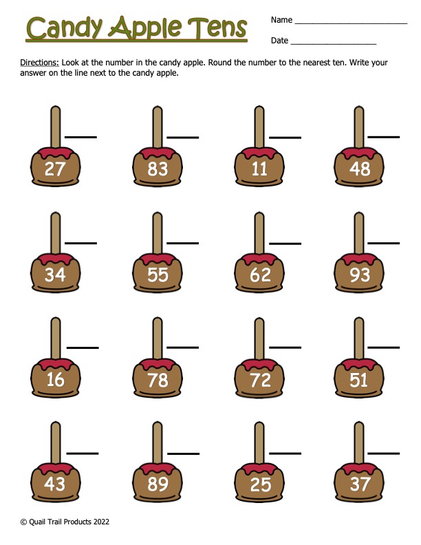 Rounding to the Nearest Ten-Apple Theme - Made By Teachers