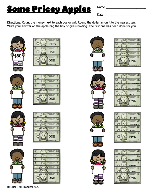 Rounding to the Nearest Ten-Apple Theme - Made By Teachers