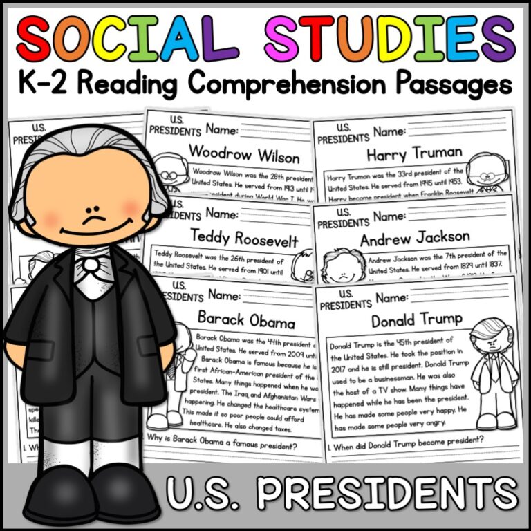 US Presidents Social Studies Reading Comprehension Passages | Made By ...