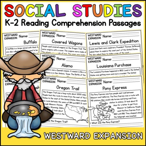 Westward Expansion Social Studies Reading Comprehension Passages K-2 ...