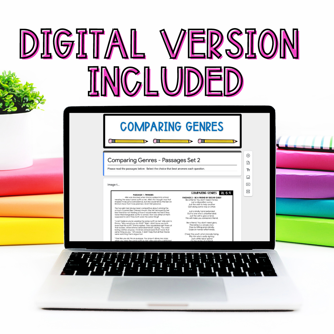Comparing Genres Assessments - Pre and Post Test - RL 6.9 - Same Theme ...