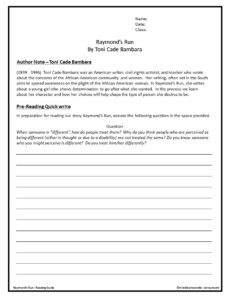 Raymond's Run Short Story Unit Reading Guide - Made By Teachers