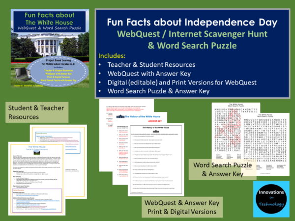 Learning about The White House - WebQuest & Word Search Puzzle - Made ...