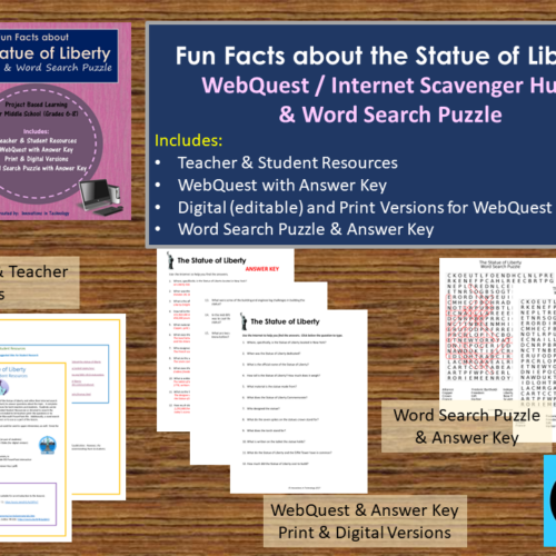 The Statue of Liberty - WebQuest & Word Search Puzzle | Made By Teachers