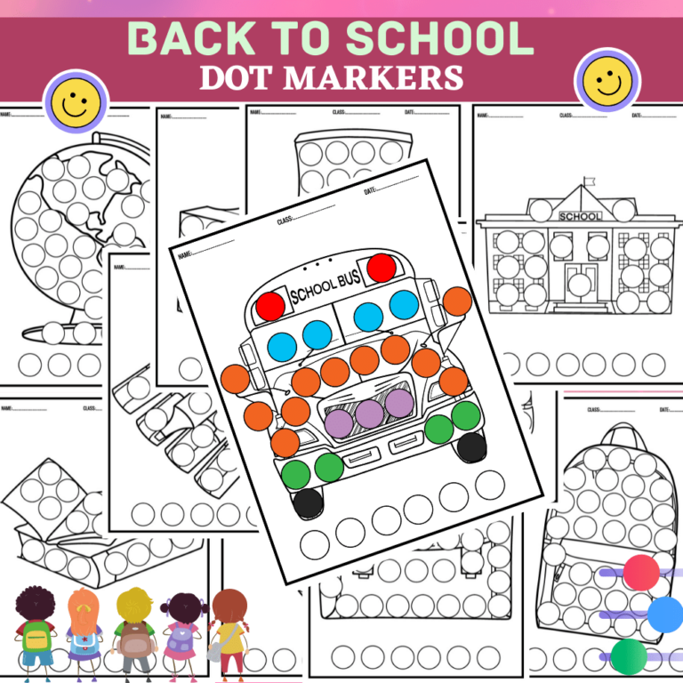 Back to school Coloring Pages Dot Markers -Bingo Daubers For Kids ...