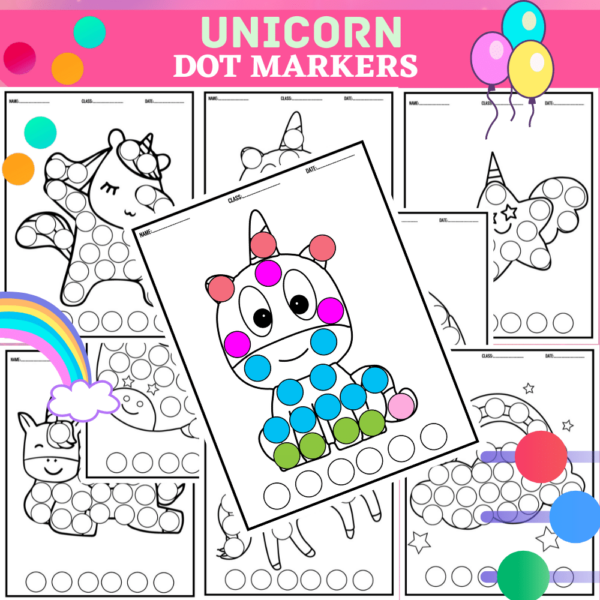 Unicorn Coloring Pages Dot Markers -Bingo Daubers For Kids -Spring ...
