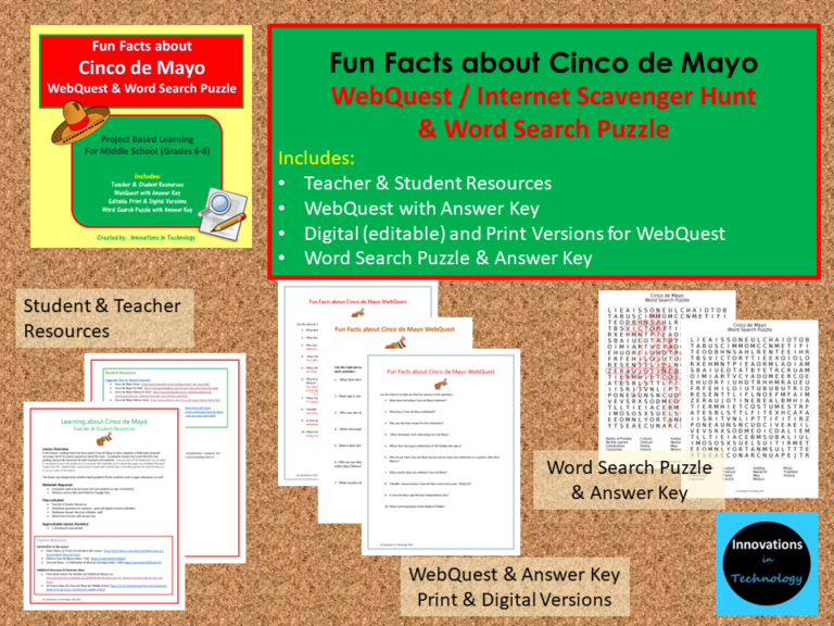 Cinco de Mayo - WebQuest & Word Search Puzzle | Made By Teachers