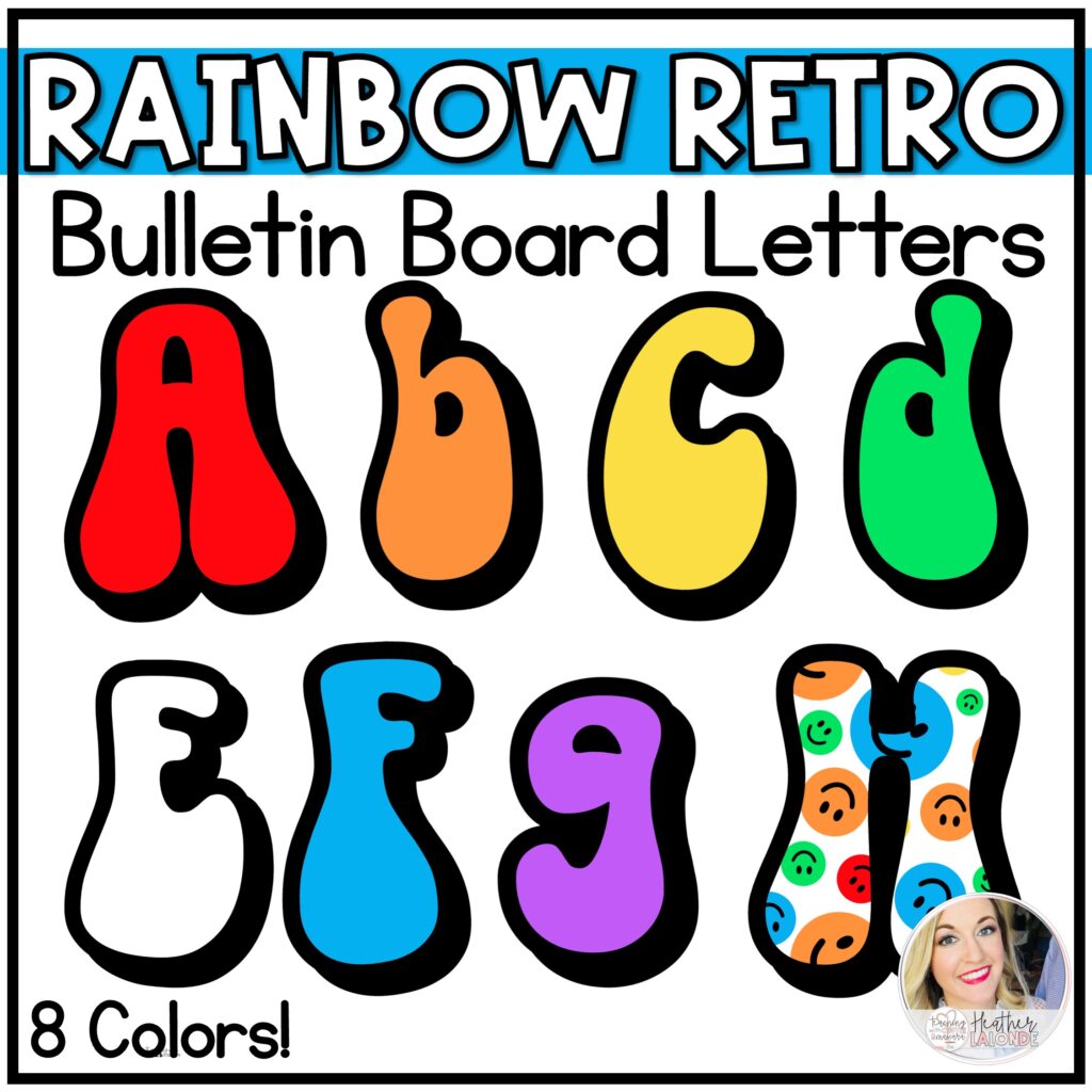 Rainbow Bulletin Board Letters Retro | Made By Teachers