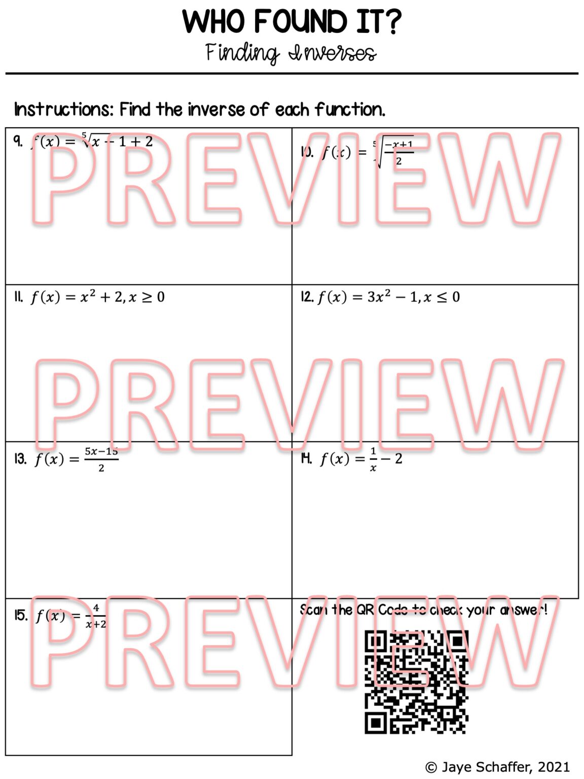 Finding Inverses of Functions Clue Mystery Activity | Made By Teachers