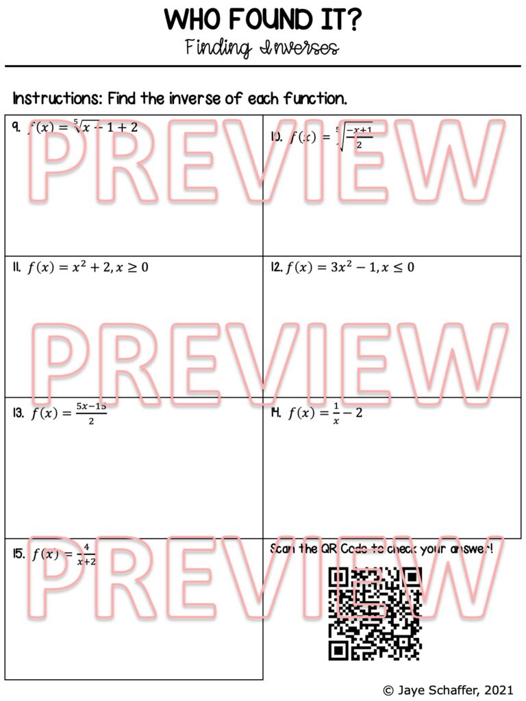 Finding Inverses of Functions Clue Mystery Activity | Made By Teachers Finding Inverses of Functions Clue Mystery Activity | Made By Teachers