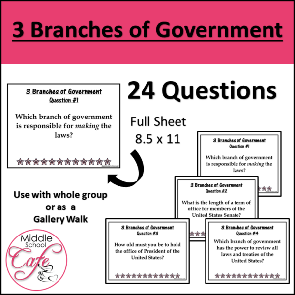 3 Branches of US Government Task Cards - Made By Teachers