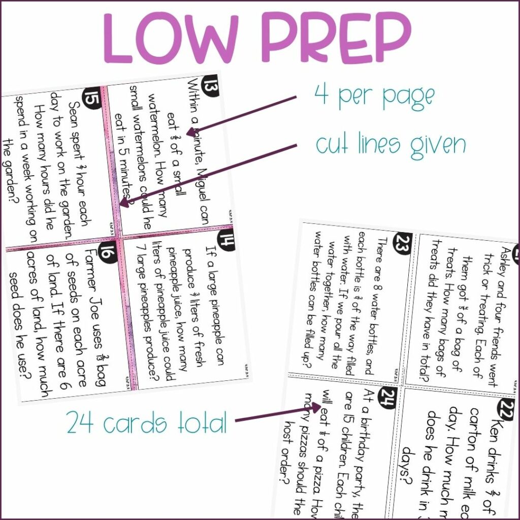 4th Grade Multiplying Fractions by Whole Numbers & Word Problems Task ...