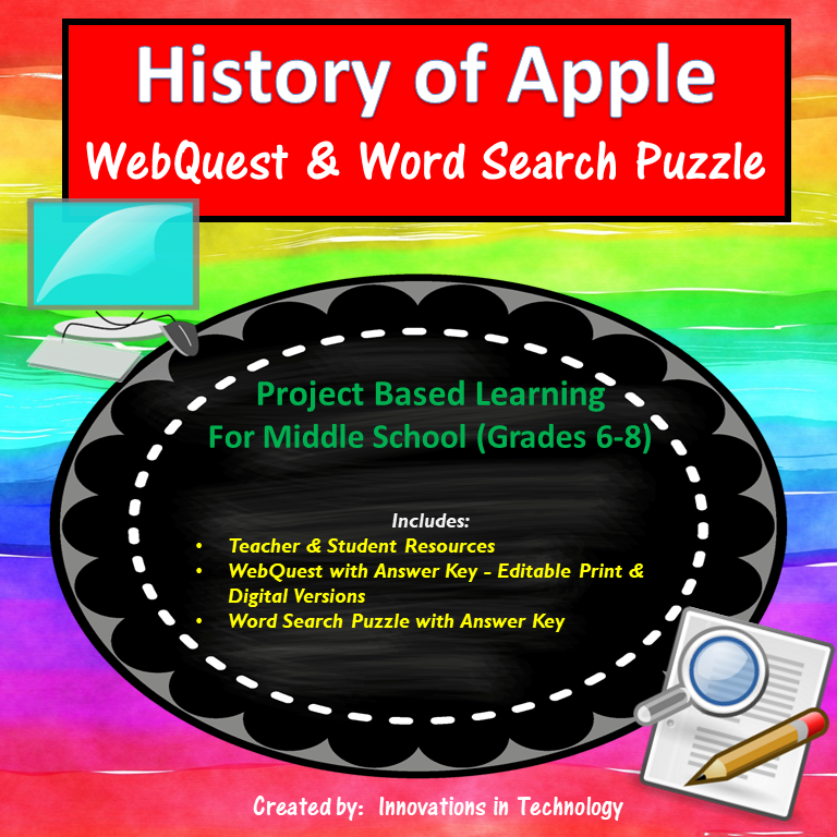 History of Apple - WebQuest & Word Search Puzzle - Made By Teachers