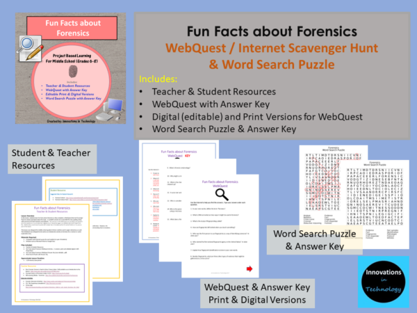 Forensics - WebQuest & Word Search Puzzle | Made By Teachers